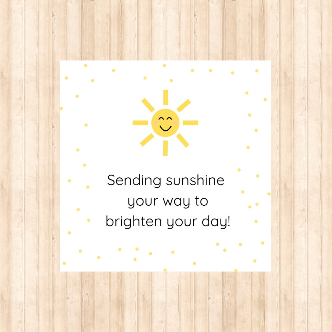 Sending Sunshine Smiley Face Gift Tag | Sunshine Tag | Digital Brighten ...