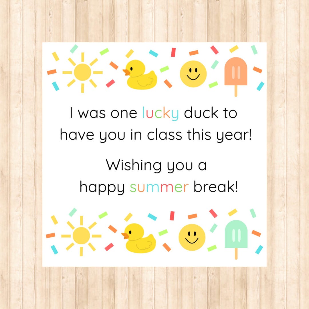 Lucky Duck Summer Break Gift Tag | Happy Summer Break Gift Tag ...