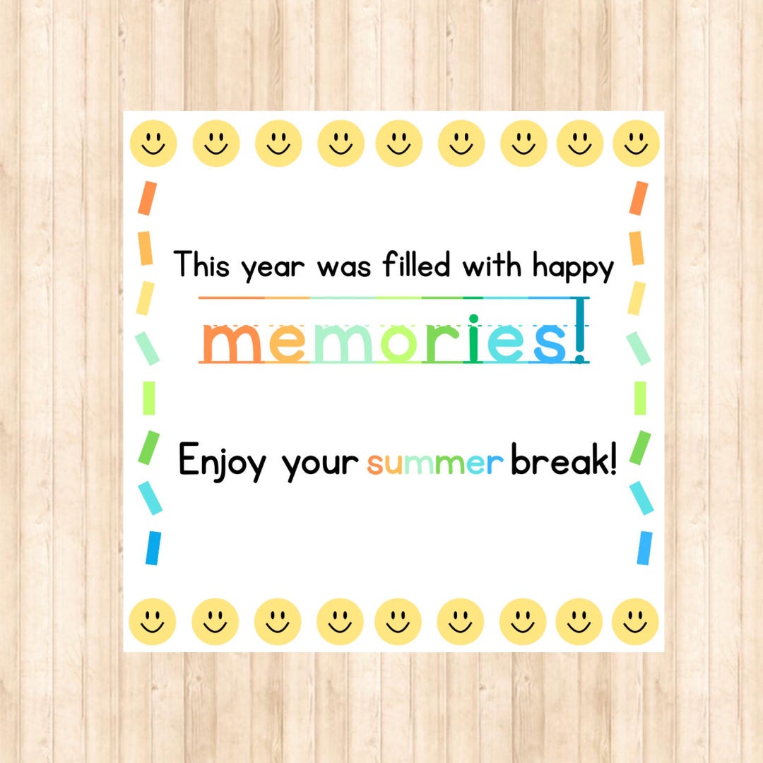 Happy Summer Break Gift Tag: End of Year Memories Printable (digital ...