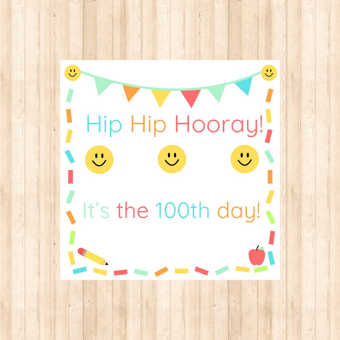 Happy 100th Day Student Gift Tag | Digital 100th Day Gift Tag | Hooray ...