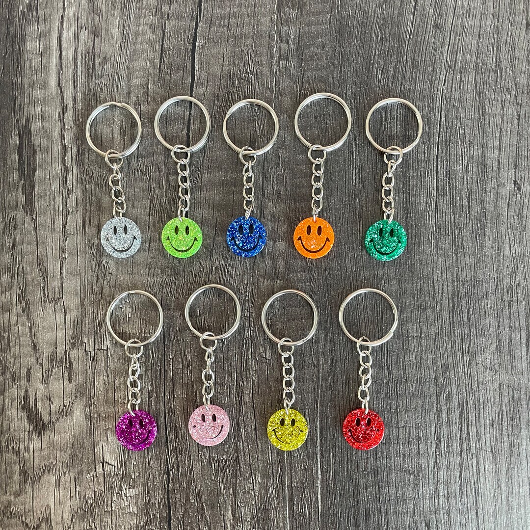 Mini Glitter Smiley Keychain 90s Keychain Y2K Keychain Smiley Face ...
