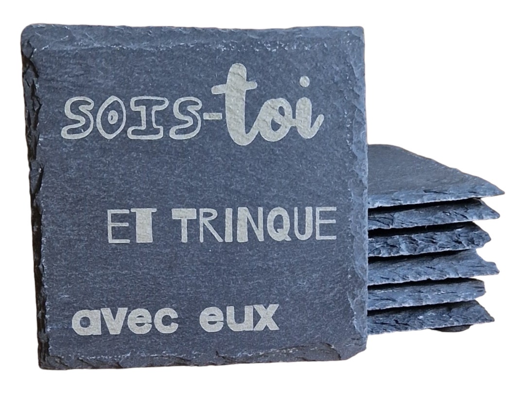Sous-verres ardoise avec message zen. Dessous de verres en pierre. Sous ...