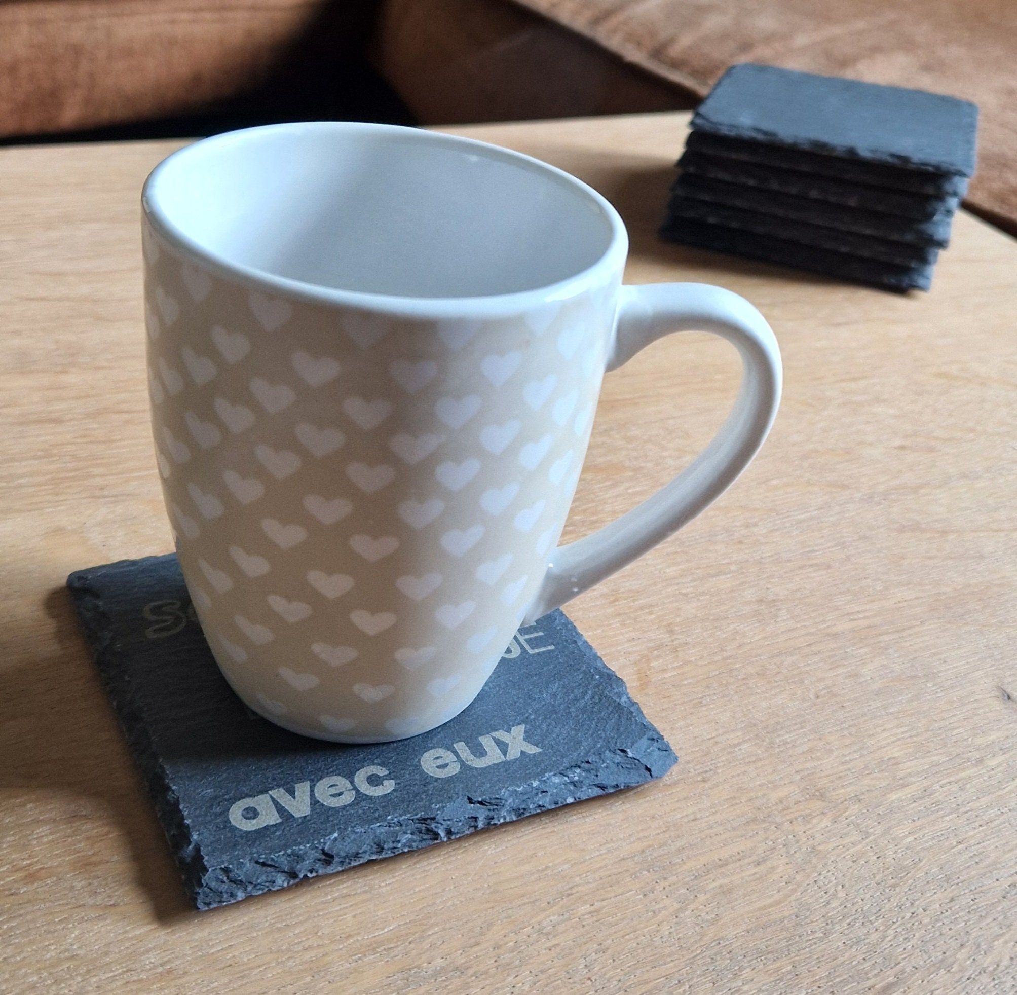 Sous-verres ardoise avec message zen. Dessous de verres en pierre. Sous ...