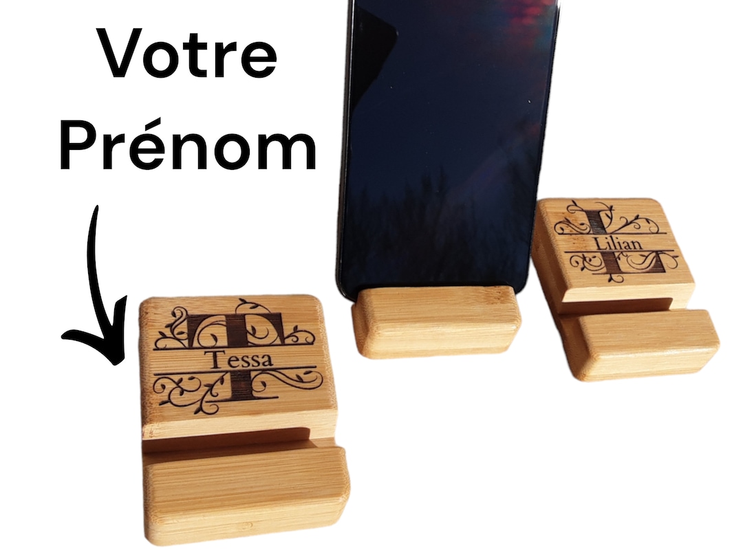Support De Téléphone Personnalisé En Bois, Porte Smartphone Bambou, Porte Téléphone Pour Bureau ...