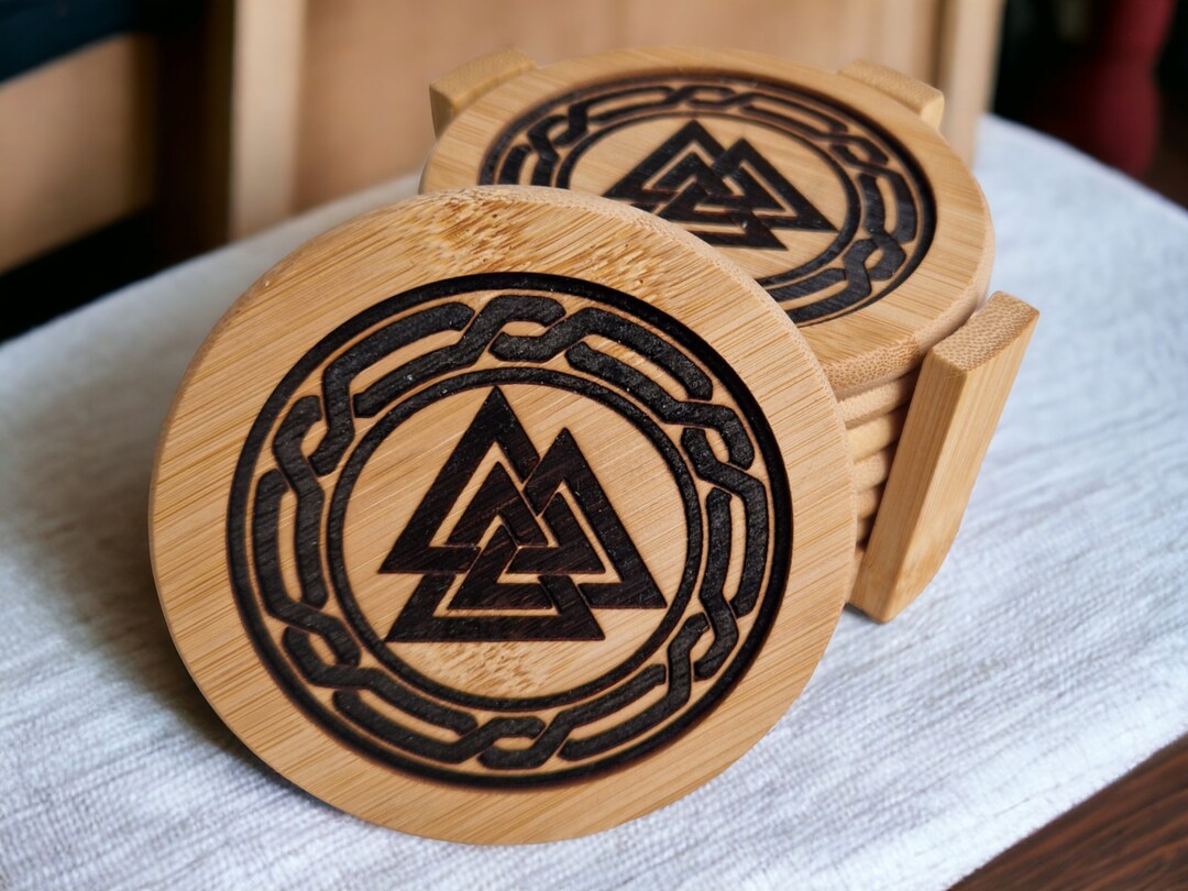 Valknut Viking Triangle Coasters, Coasters Engraved on Wood. Pagan ...