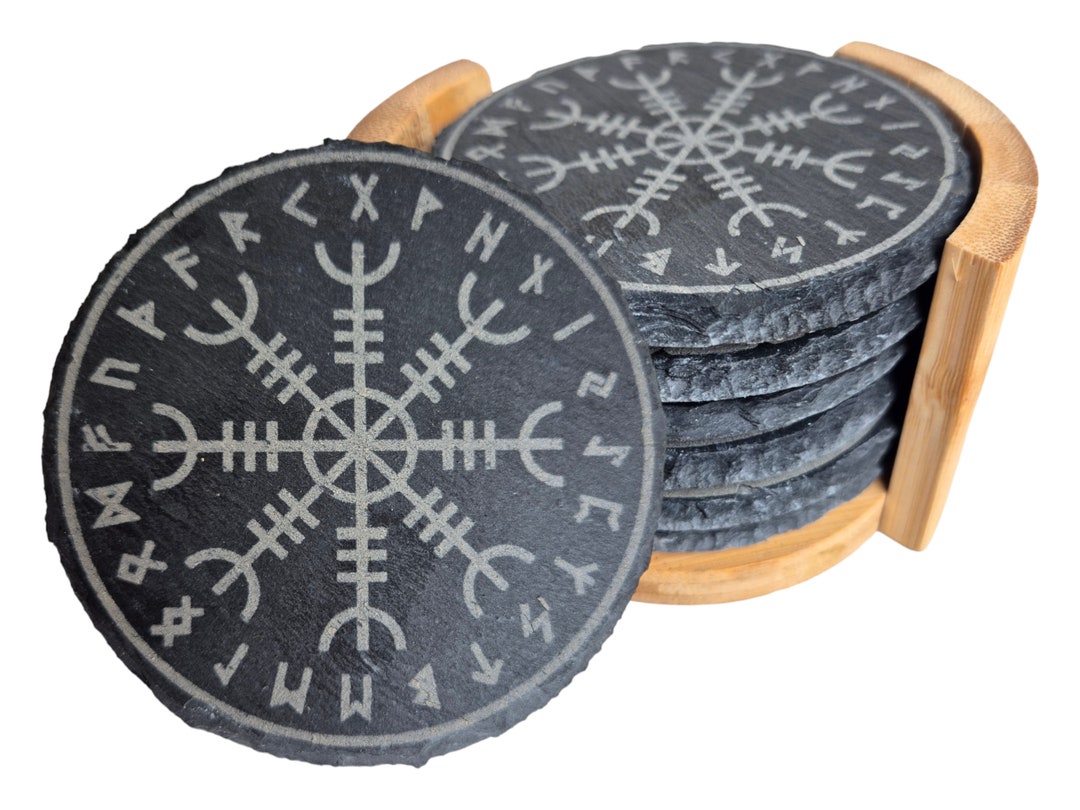 Viking Slate Coasters Aegishjalmur or Helm of Awe. Protection and ...