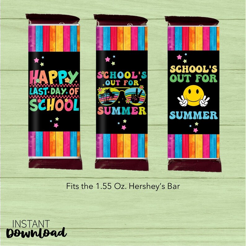 Last Day of School Chocolate Bar Wrappers: Teacher Student Gift ...
