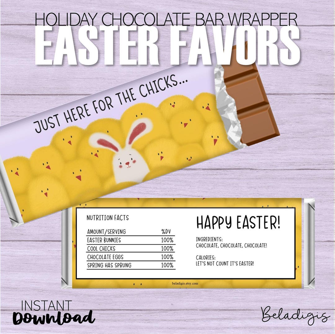 Printable Easter Candy Bar Wrappers: Chicks & Bunnies (instant Download ...
