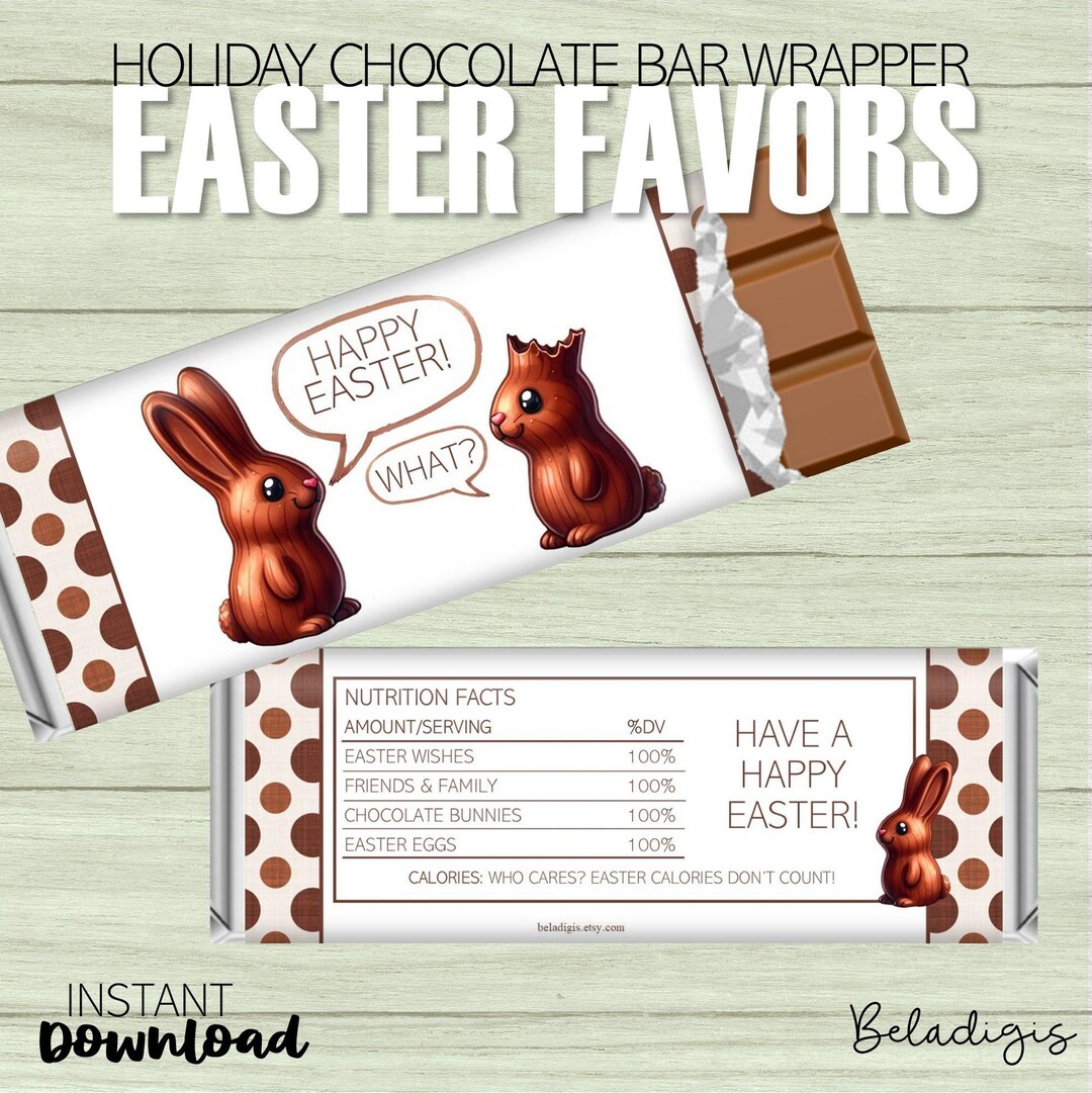Printable Happy Easter Chocolate Bar Wrappers: Bunny Design (instant ...