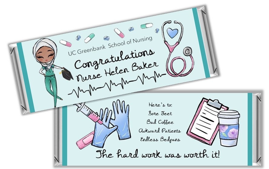 Editable Nursing School Graduation Candy Bar Wrappers Personalized ...