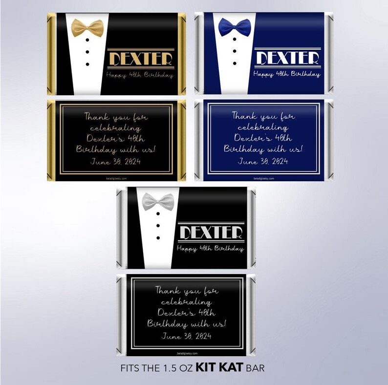 Tuxedo Men's Birthday Candy Bar Wrappers Personalized Custom Hershey's ...