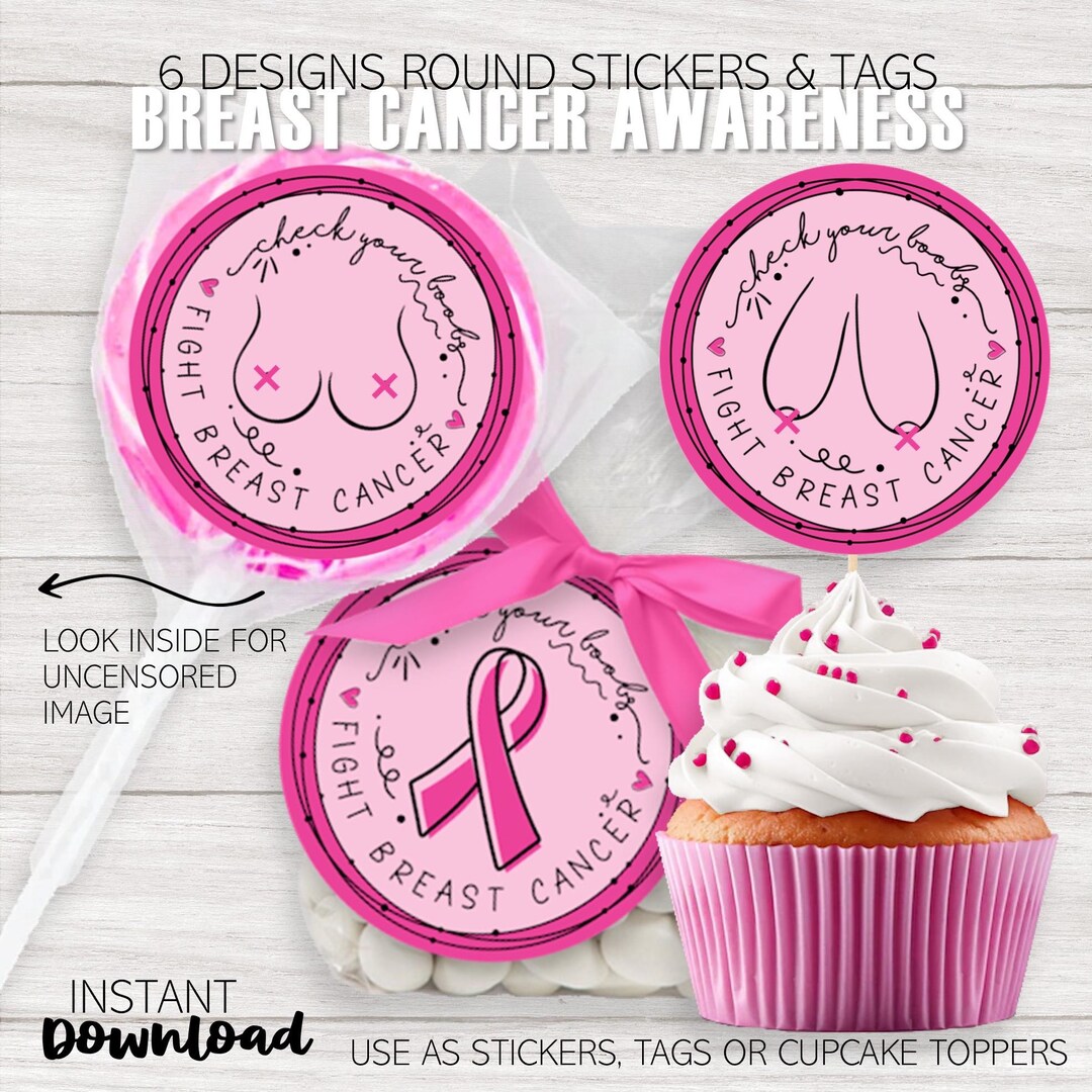 Pink Ribbon Breast Cancer Awareness Labels: 2.5 Inch Stickers ...