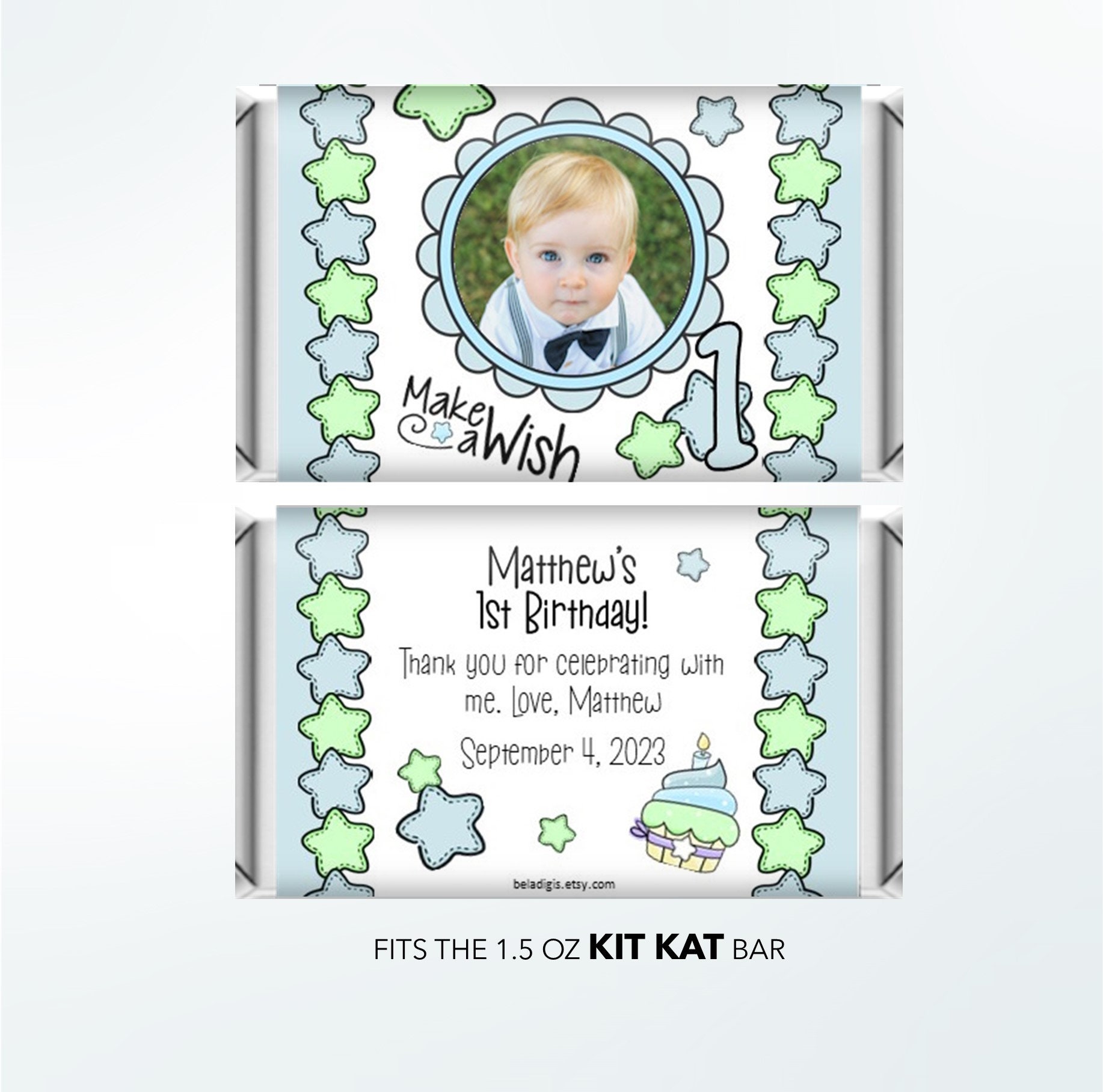 Stars Photo Boy's First 1st Birthday Party Favor Bundle Custom ...
