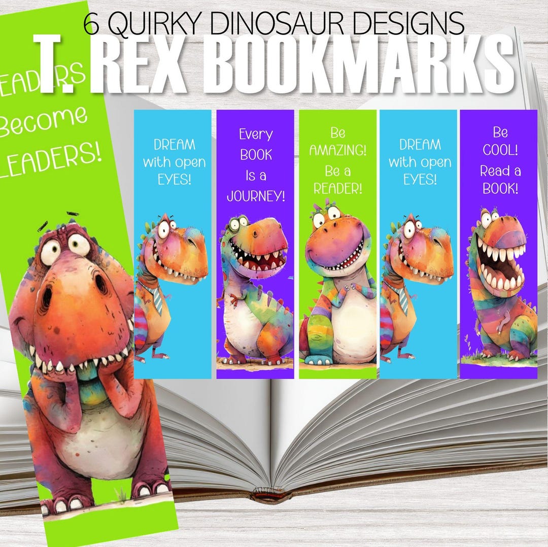 Printable T. Rex Dinosaur Bookmarks – Cute Gifts for Readers, DIY ...