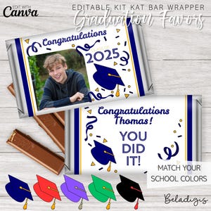 Editable Cap Photo Graduation Kit Kat Bar Wrappers | Personalized ...