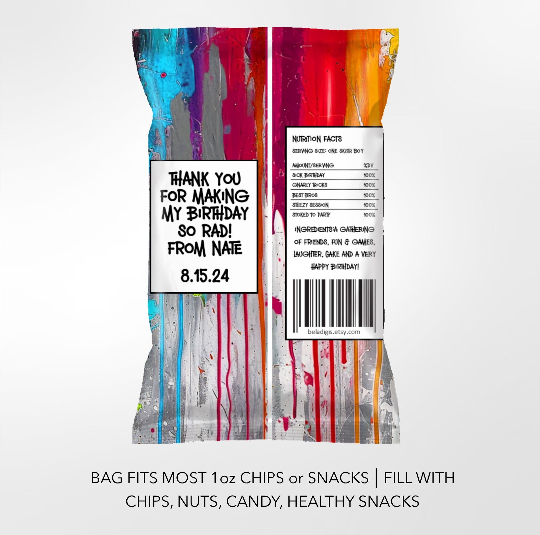Graffiti Boy's Birthday Chip Bags Personalized Snack Bags Party Favors ...