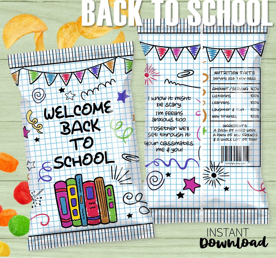 Back to School Candy Chip Bag, Student Gift, Fill With Chips Candy ...