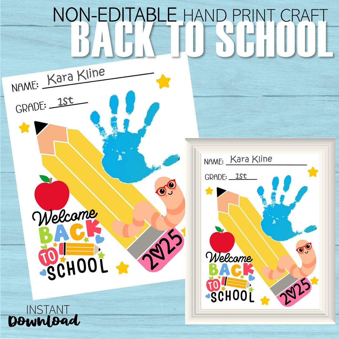 Back to School Handprint Art Craft: Kids Classroom Activity (printable ...