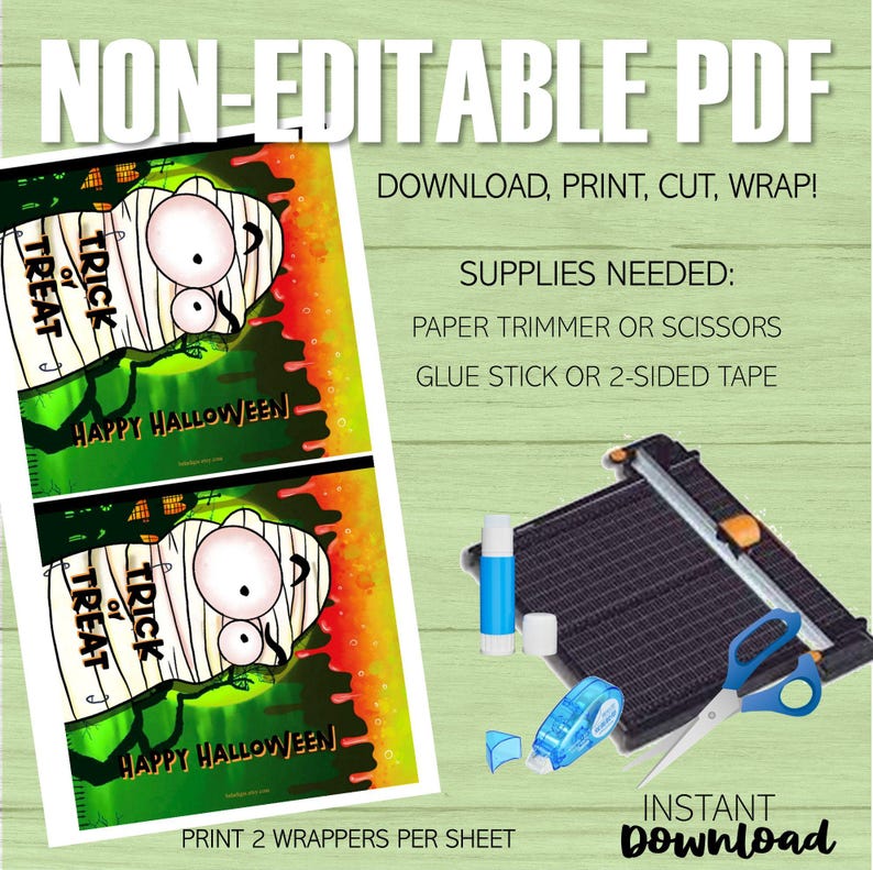 Spooky Halloween Candy Bar Wrapper: Whimsical Printable Trick or Treat ...