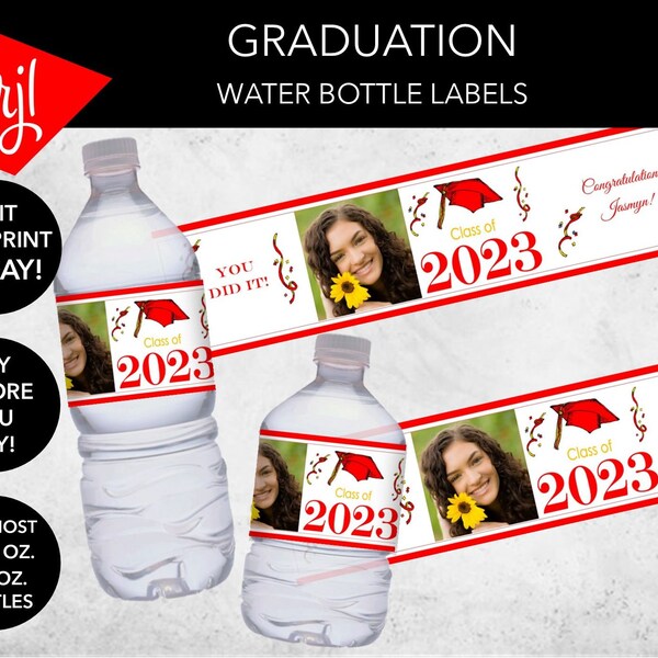 Graduation Water Bottle Label - Etsy