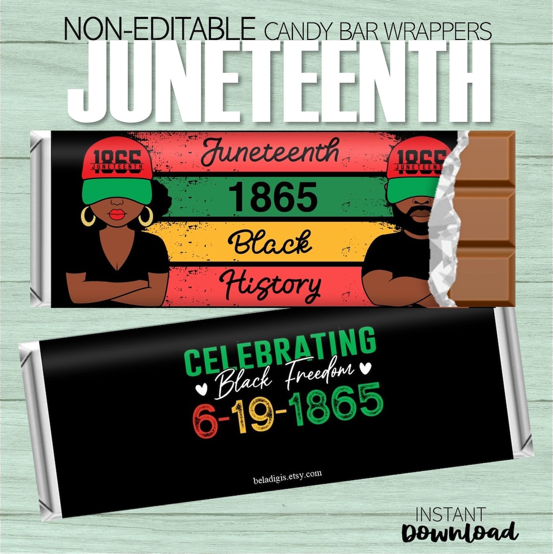 Juneteenth Candy Bar Wrappers: 1865 Freedom Celebration (printable ...