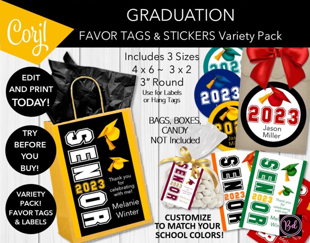 Editable Graduation Hang Tags and Labels Match Your School - Etsy UK