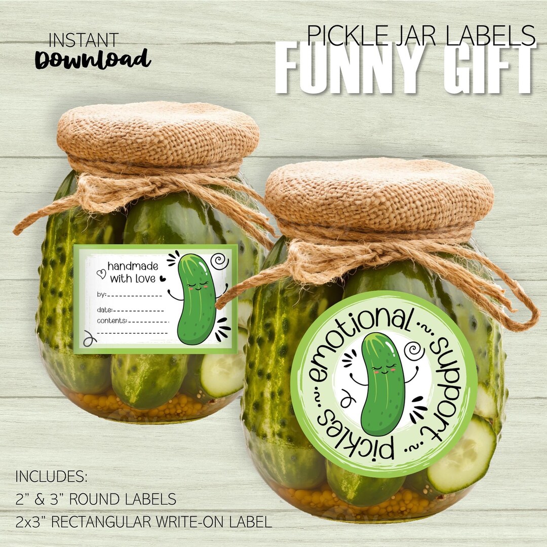 Emotional Support Pickles Jar Labels: Funny Novelty Gift (printable) - Etsy