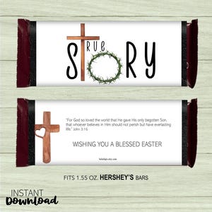 Printable Happy Easter Candy Bar Wrappers: Religious Favors (instant ...