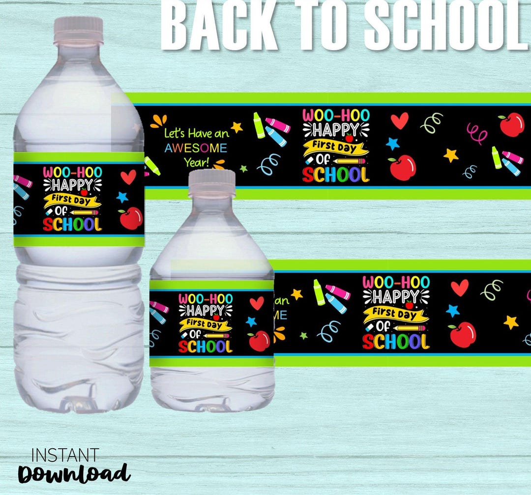 Woo Hoo Back to School Water Bottle Labels: Printable Stickers (instant ...