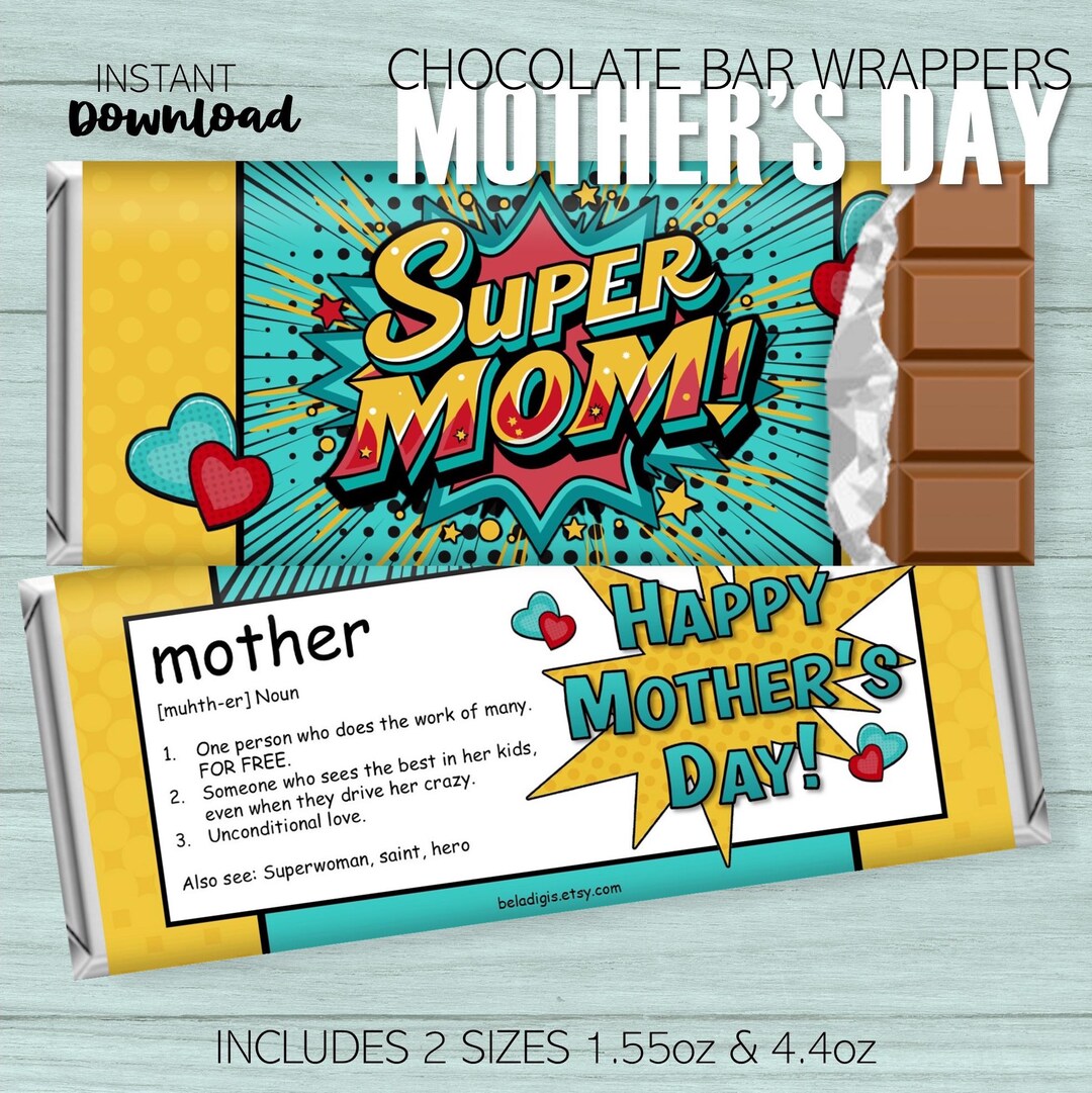 Super Mom Chocolate Bar Wrappers: Mother's Day Printable (digital ...