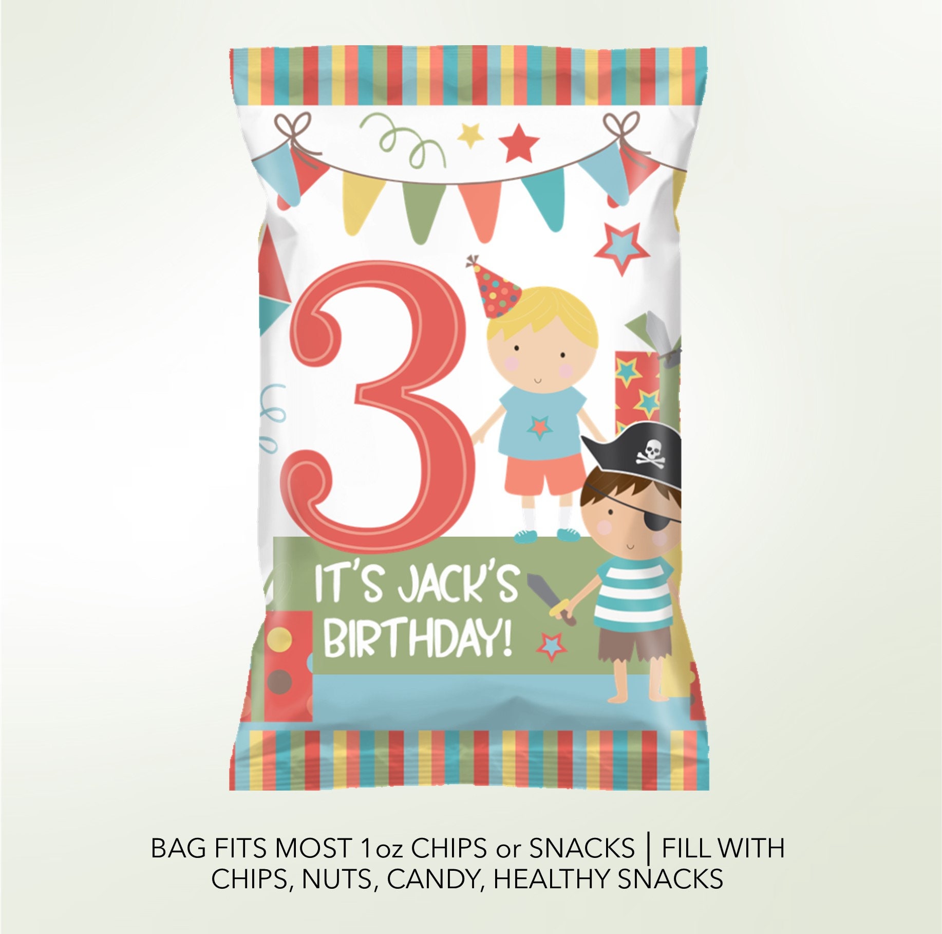 Costume Party Boy's Birthday Chip Bags Personalized Snack Bags Party ...