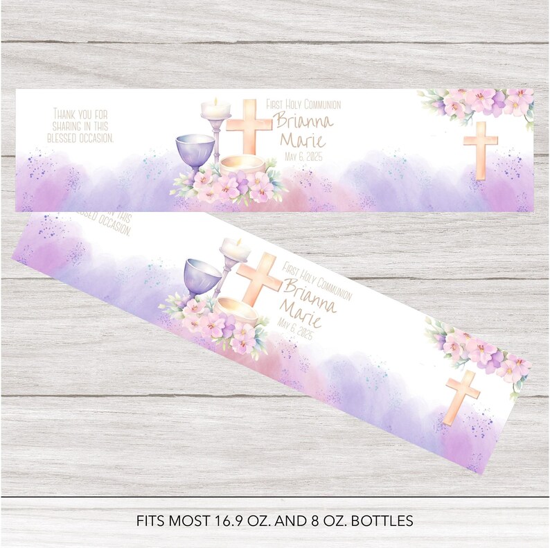 Editable Chalice First Communion Water Bottle Label (canva Template ...