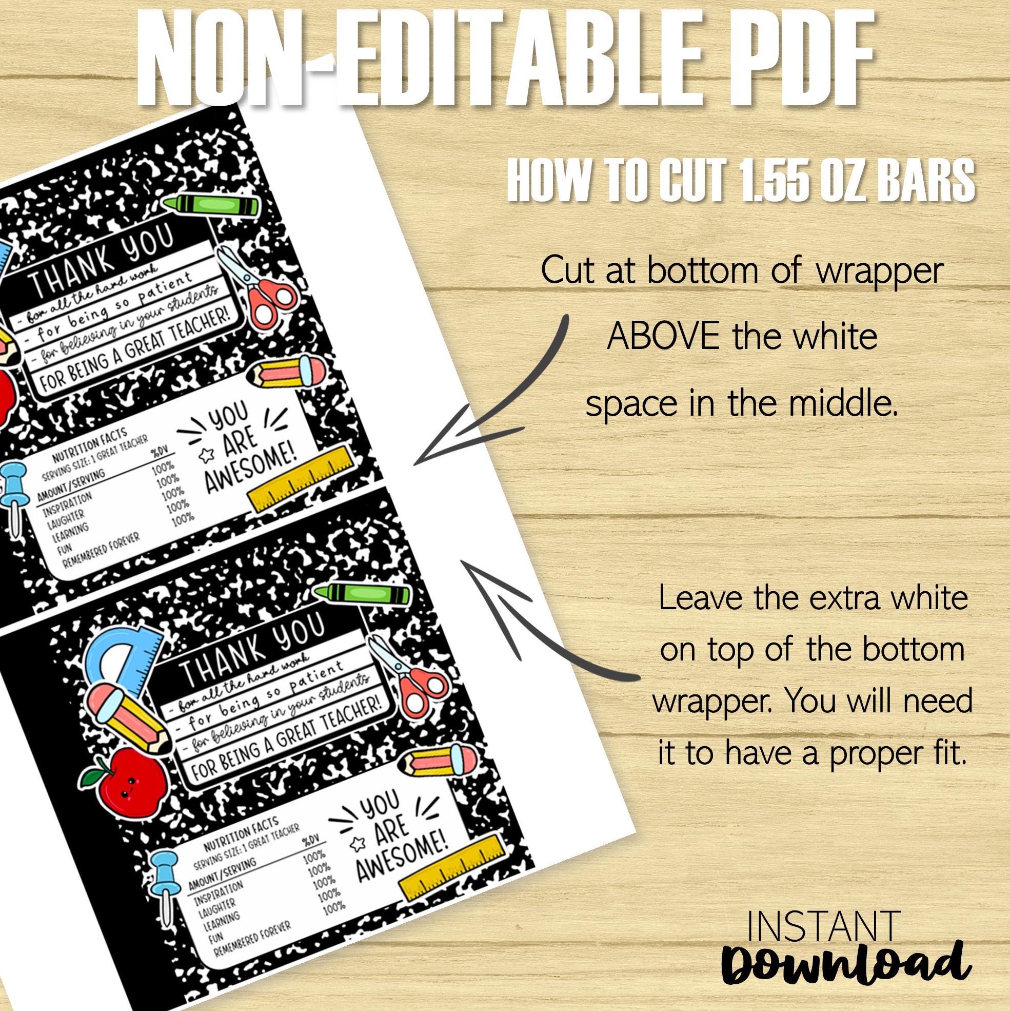 Teacher Appreciation Candy Bar Wrappers: End of School Year Gift ...