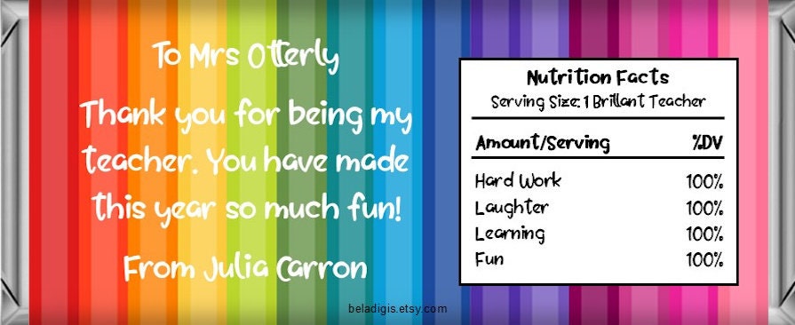 Editable JUMBO Hershey's Pencil Design Teacher Candy Bar Wrappers ...