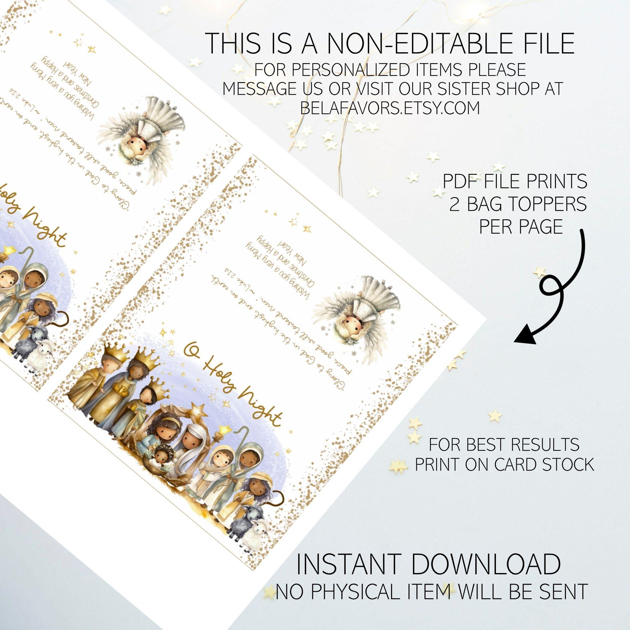 Nativity Christmas Bag Toppers: Holiday Party Favors, Candy Topper Tags ...