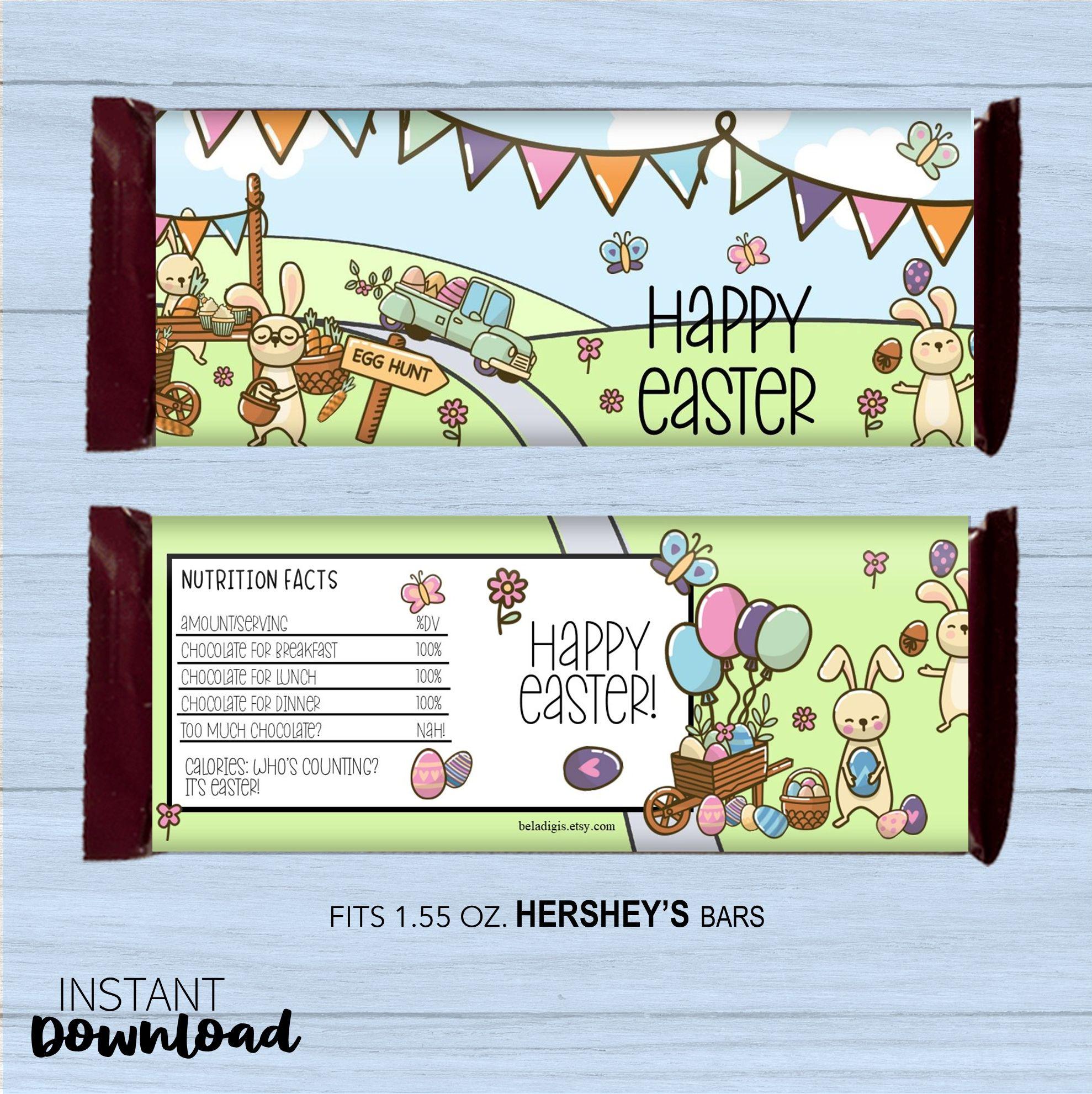 Printable Easter Candy Bar Wrappers: Bunny Egg Hunt Favors (instant ...