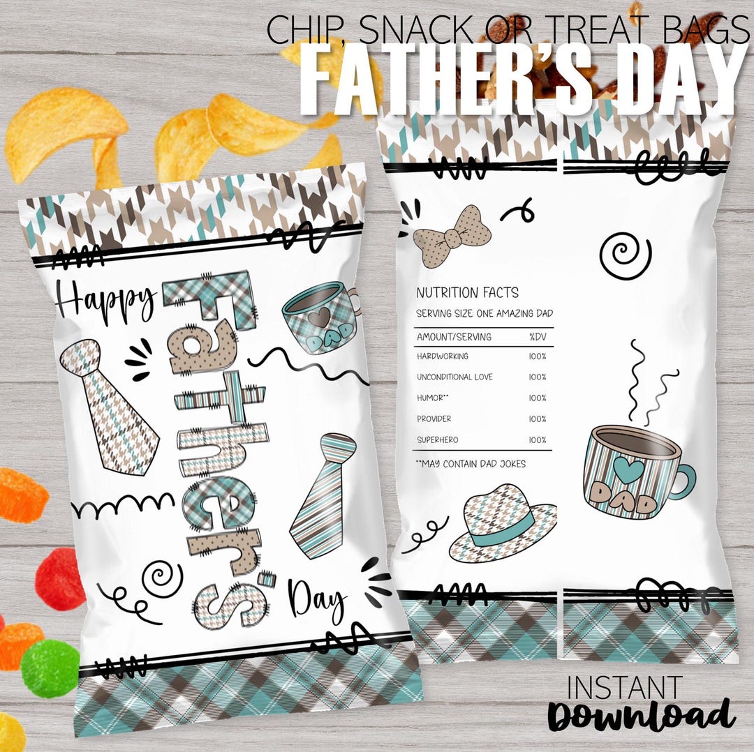 Plaid Father's Day Chip Bag: Printable Party Favor (PDF Download) - Etsy