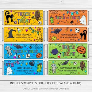 EDITABLE Halloween Doodles Trick or Treat Candy Bar Wrappers 4 Designs ...