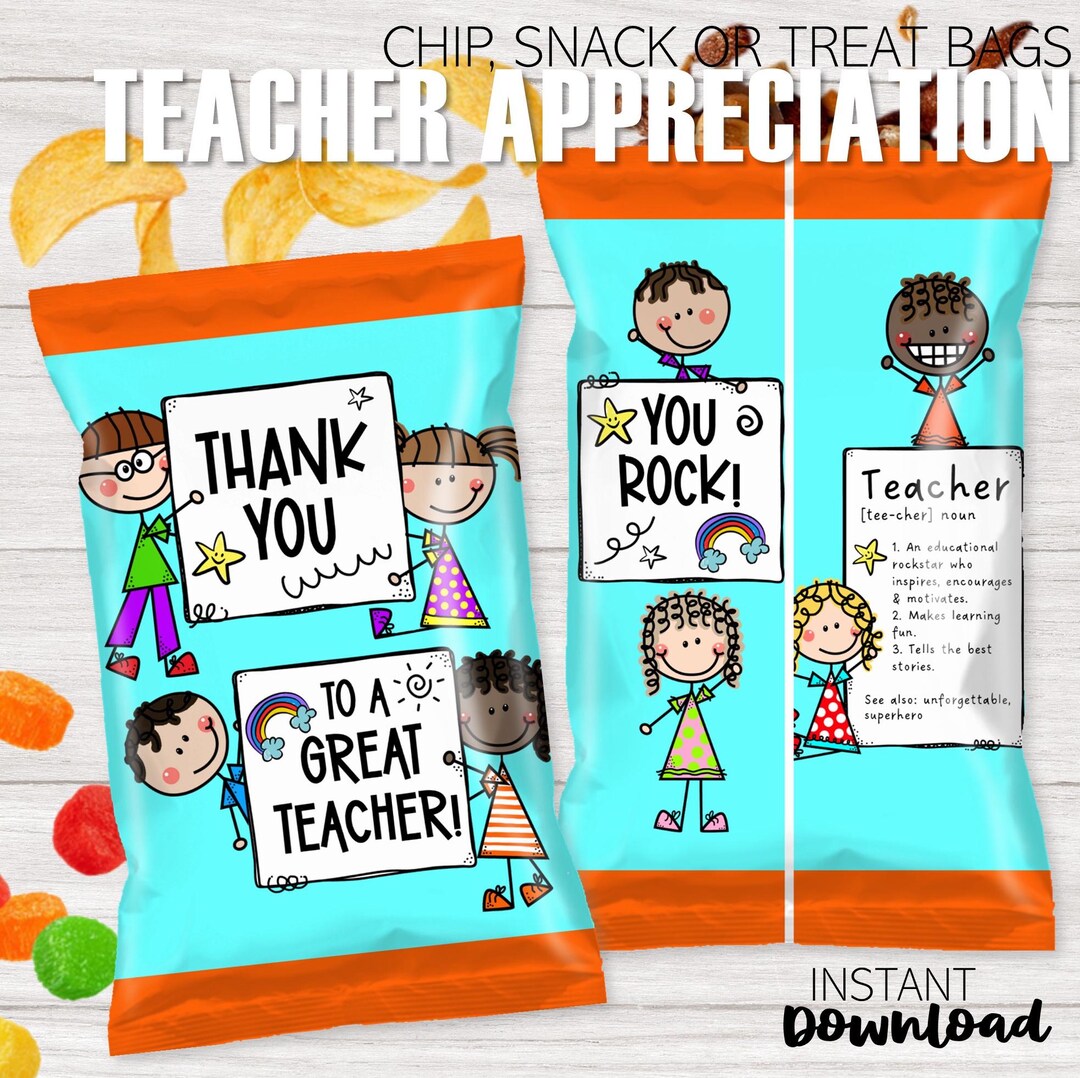 Teacher Appreciation Chip Bags | Fill With Your Favorite Chips Candy ...