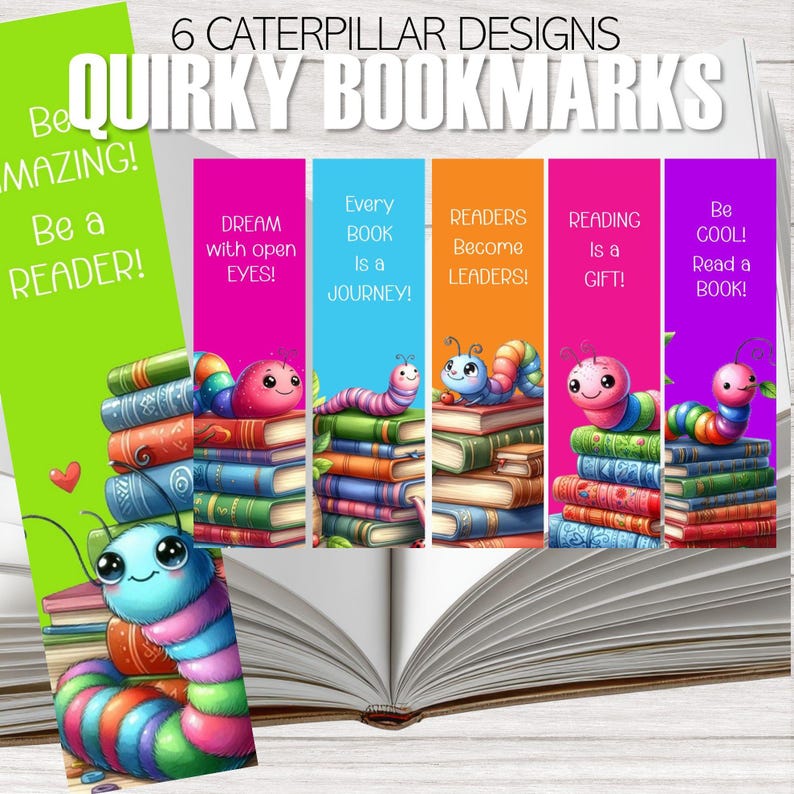 DIY Printable Bookworm Bookmarks – Instant Download Gift for Readers ...