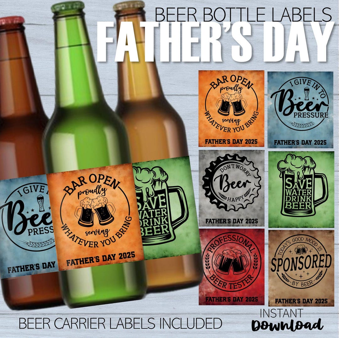 Bar is Open! Father's Day Beer Bottle Labels | Fits Most 12 Oz. Beer ...