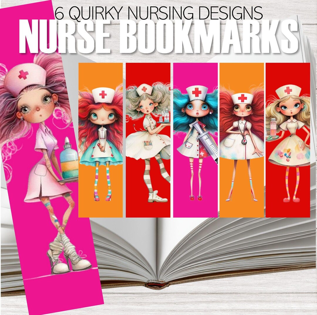 Printable Nursing Bookmark for Book Lovers, Whimsical Book Mark Gift ...