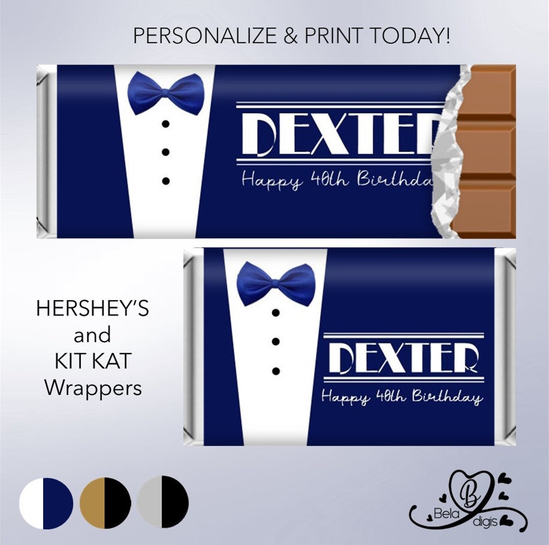 Tuxedo Men's Birthday Candy Bar Wrappers Personalized Custom Hershey's ...