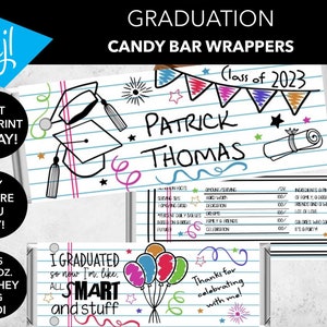 Editable Kindergarten Pre-school Kids Graduation Candy Bar Wrappers ...