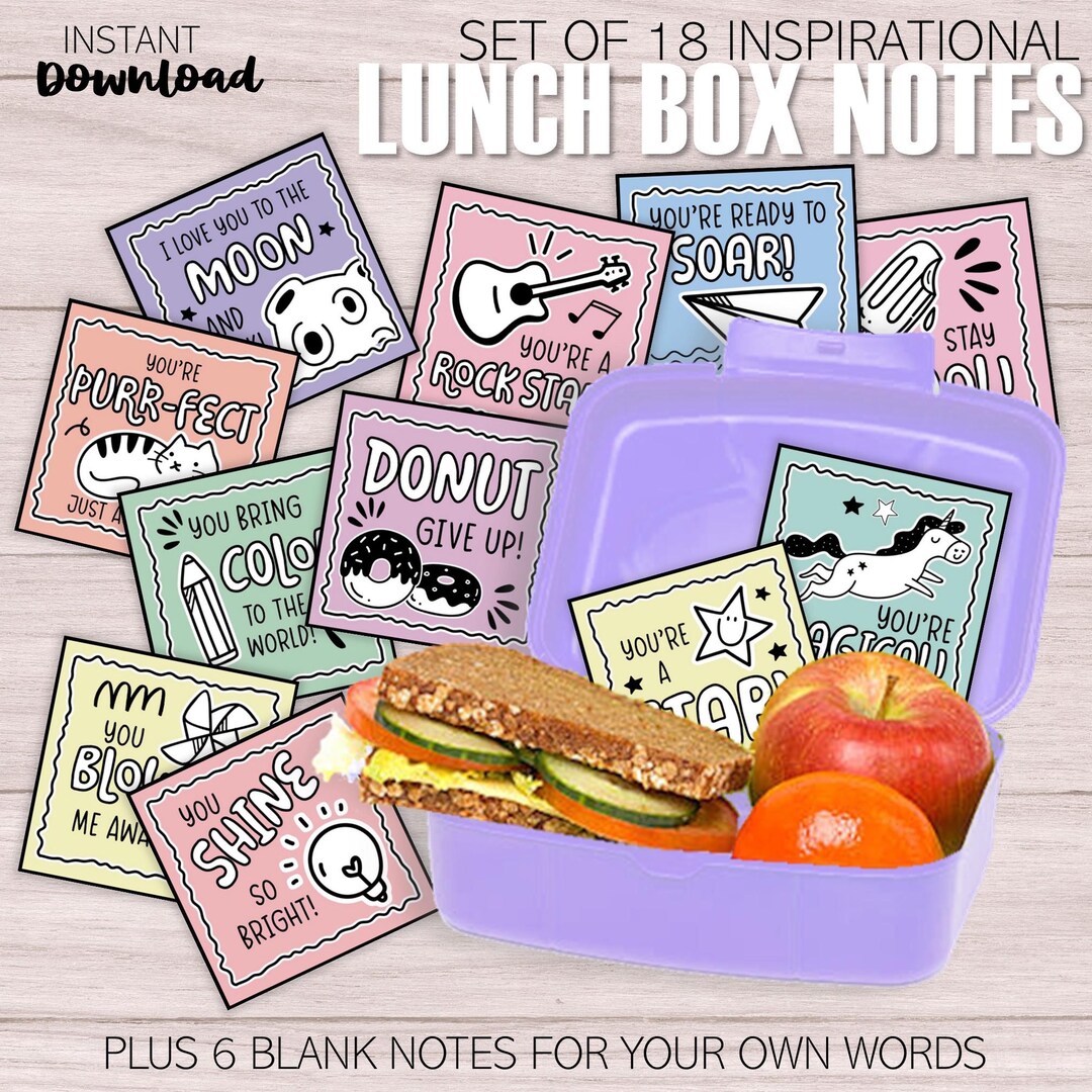 Kids Lunch Box Notes: Pastel Doodles, 18 Unique Cards + 6 Bonus ...
