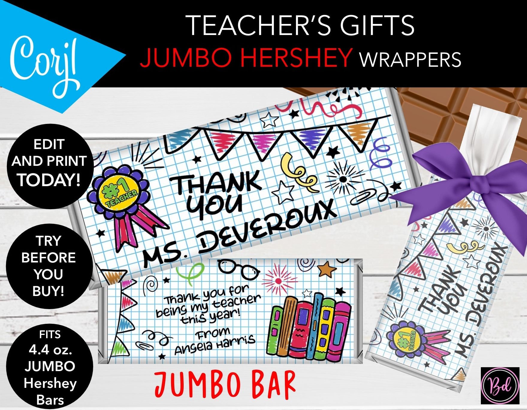Editable JUMBO Hershey's Scribble Doodle Design Candy Bar Wrappers ...