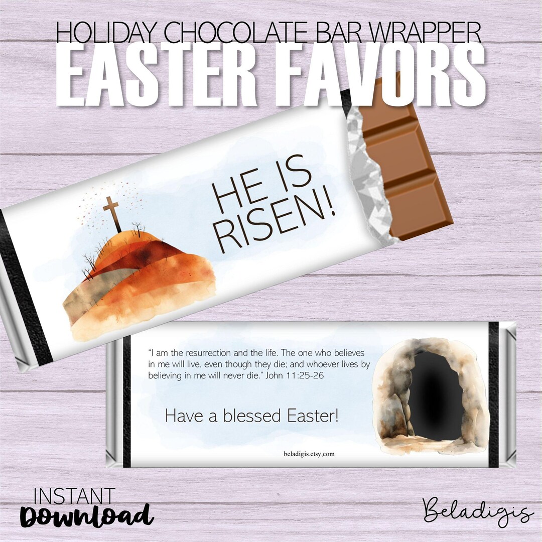 He is Risen Easter Candy Bar Wrappers: Christian Religious Party Favors ...