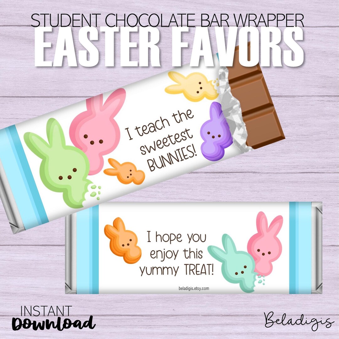 Printable Easter Candy Bar Wrappers: Sweetest Bunnies Design (instant ...
