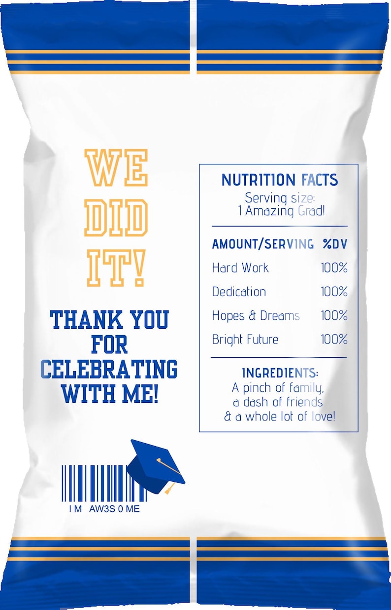 Editable Senior Graduation Chip Bags: Printable Party Favors (canva ...