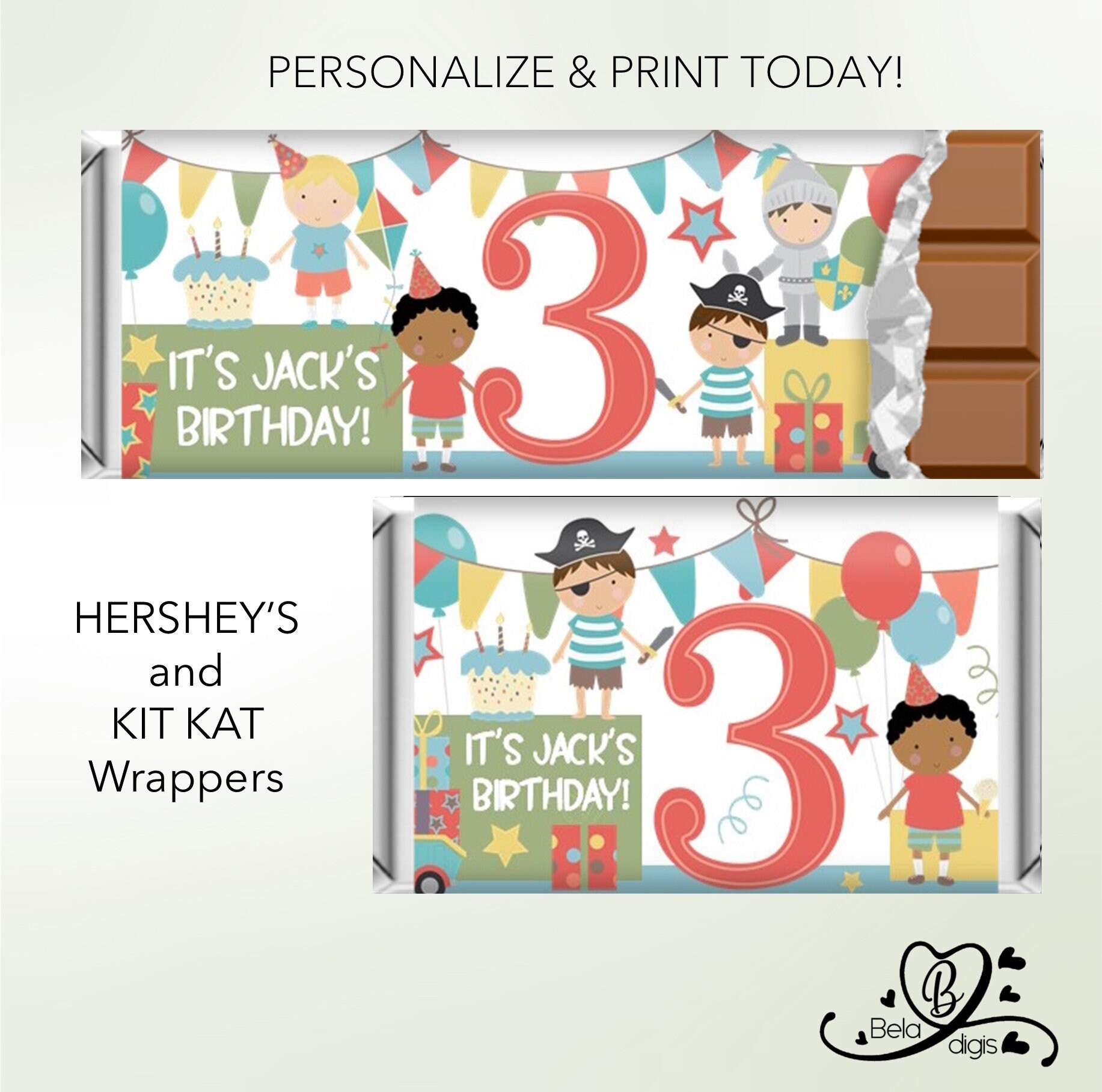 Costume Party Boy's Birthday Candy Bar Wrappers Personalized Custom ...